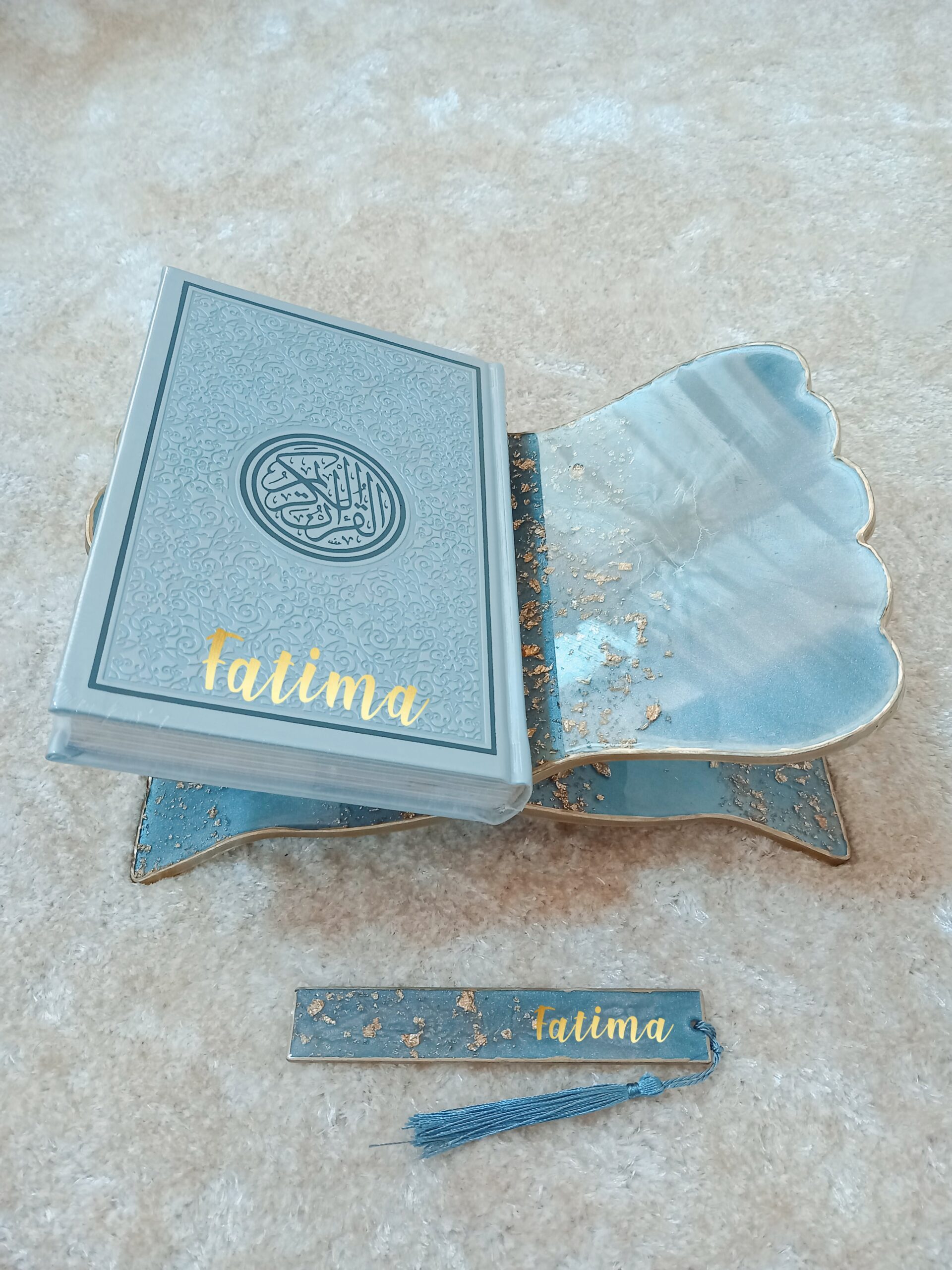 Personalized Quran Stand Premium Bundle– Grey - Islamic Gifts