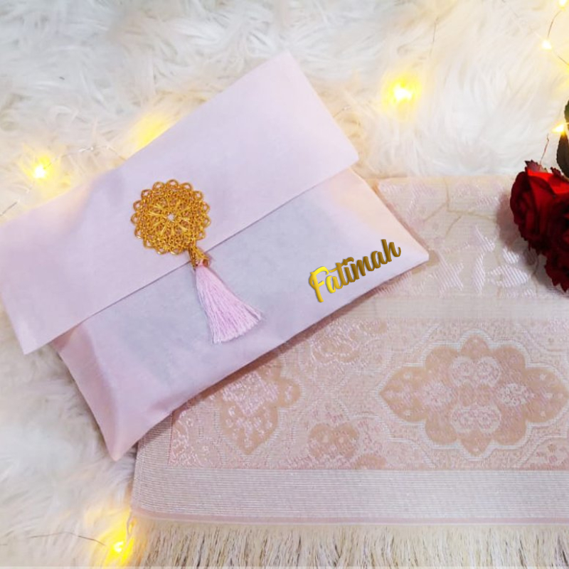 Light Pink Prayer Rug With Pouch - Islamic Gifts