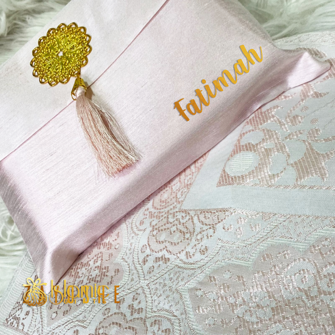 Light Pink Prayer Rug With Pouch - Islamic Gifts
