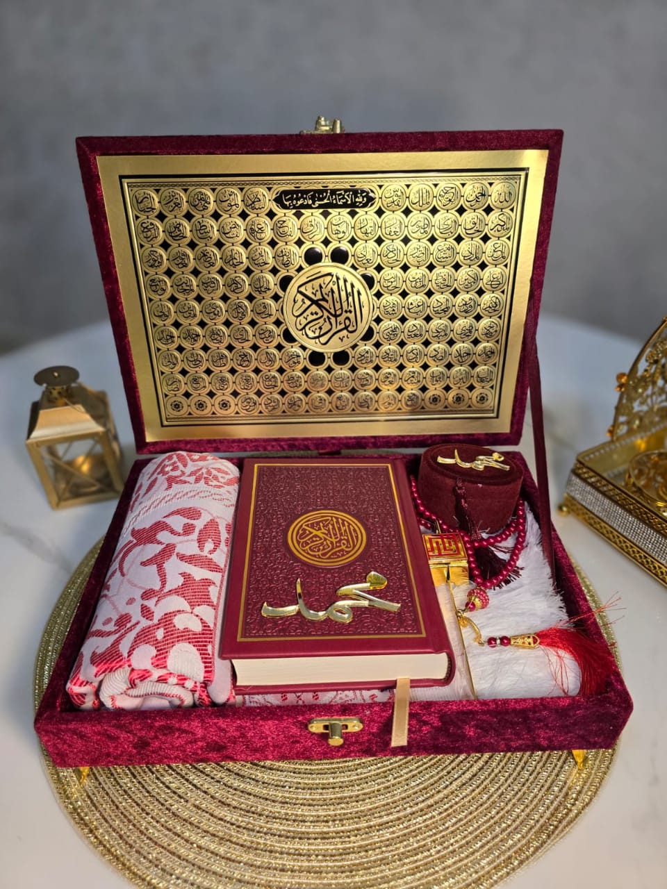 Luxurious Islamic Gift Box with Personalization - Red - Islamic Gifts